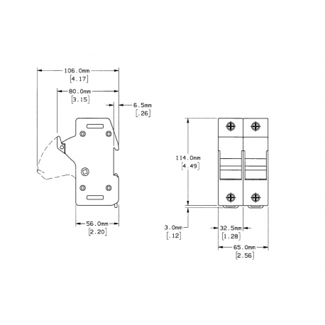 Mersen - US3J2I | 30A 2P 600V ac~dc Ultrasafe Class J Fuse Holder